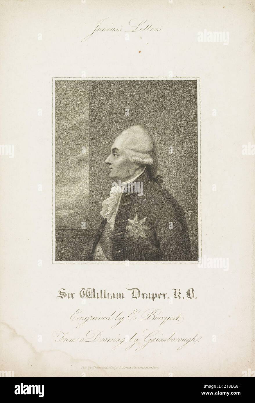 Junius's Letters. Sir William Draper. K.B. Engraved by E. Bocquet, From ...