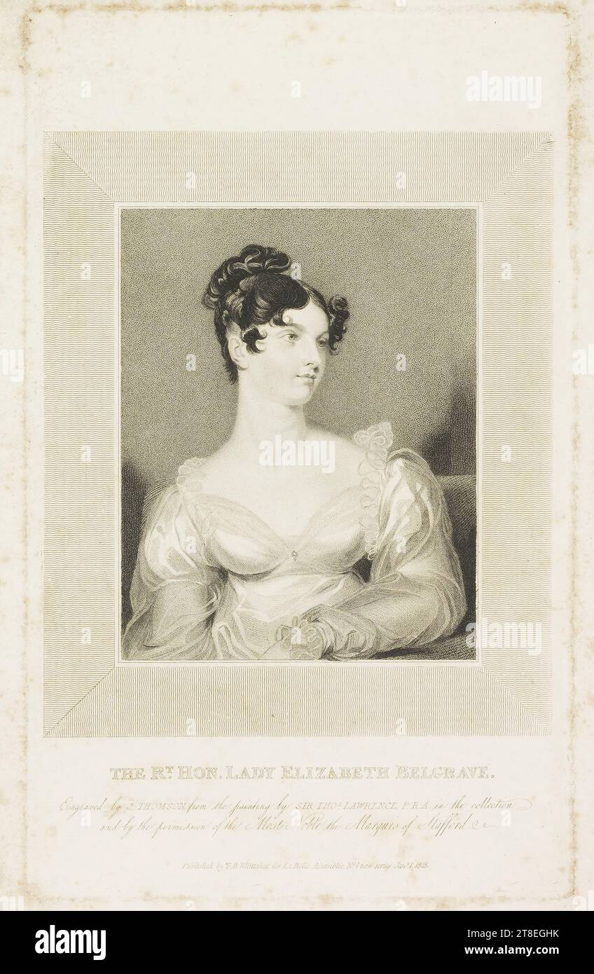THE R.T HON. LADY ELIZABETH BELGRAVE. Engraved by J. THOMSON from the ...