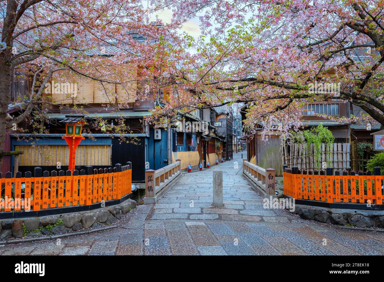 Kyoto, Japan - April 6 2023: Tatsumi bashi bridge is the iconic place ...