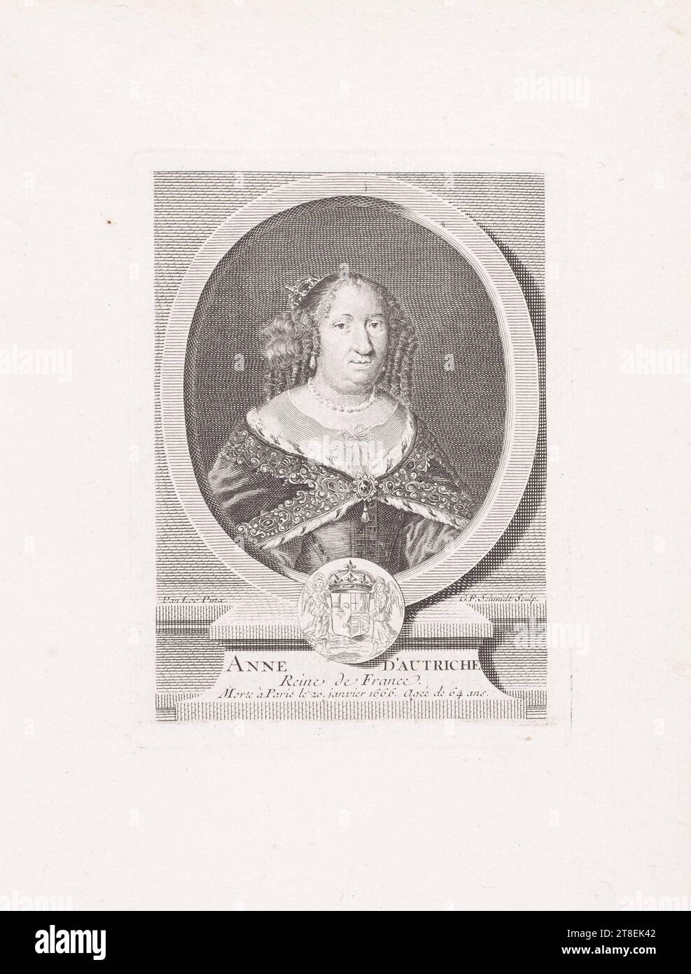 Van Loo Pinx. G.F. Schmidt Sculp. ANNE D'AUTRICHE Queen of France. Died ...