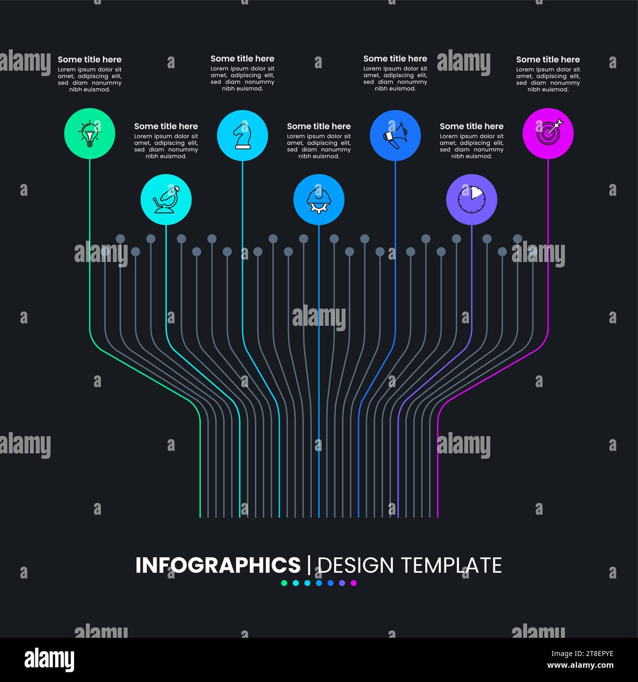 Infographic template with icons and 7 options or steps. Tech tree. Can ...