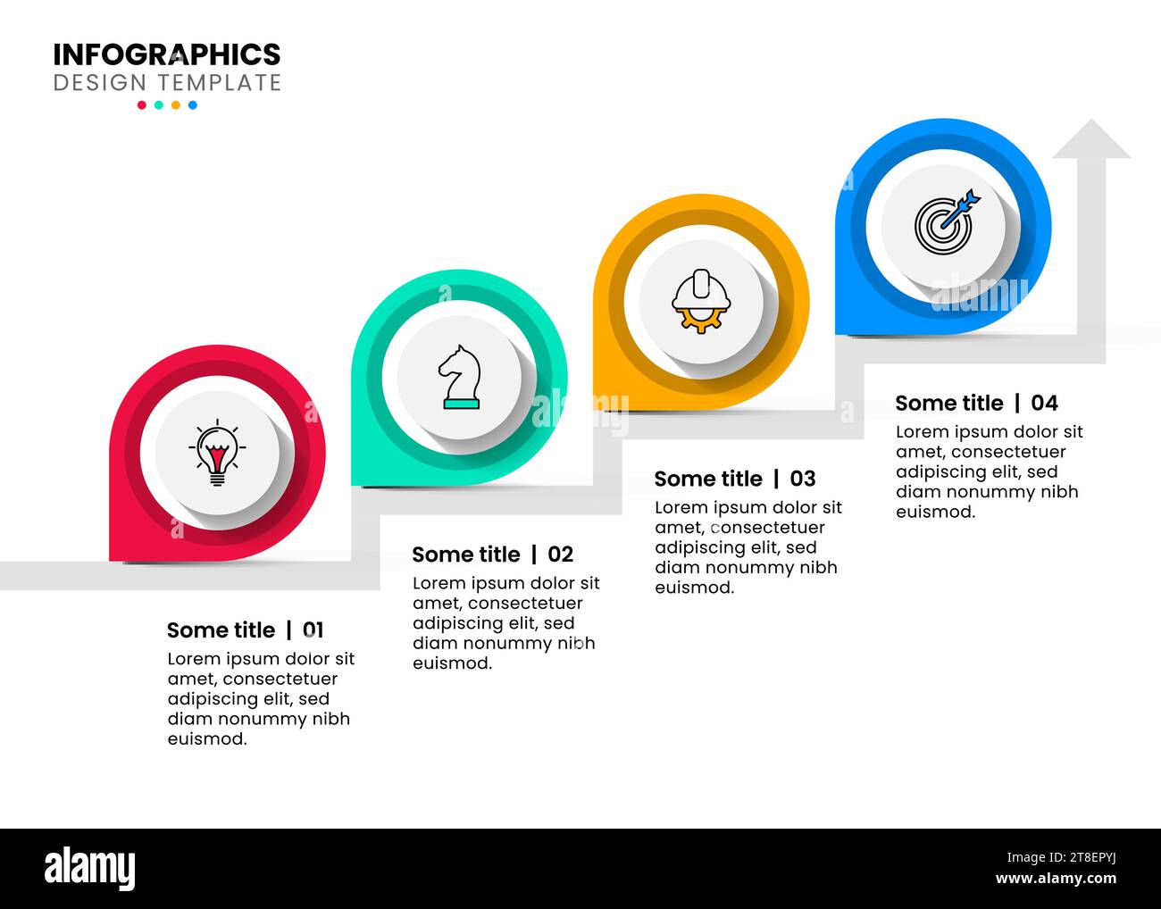 Infographic template with icons and 4 options or steps. Staircase. Can ...