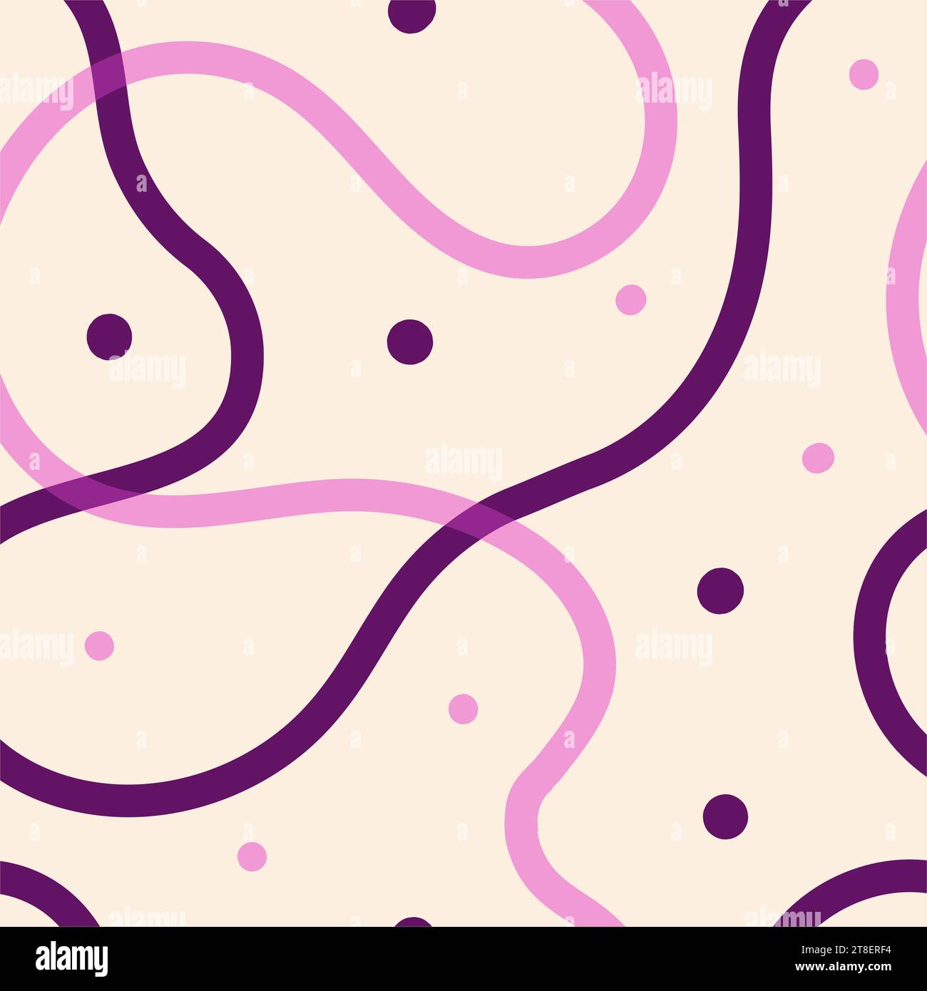 Naive seamless squiggle pattern with bright pink and purple wavy lines ...