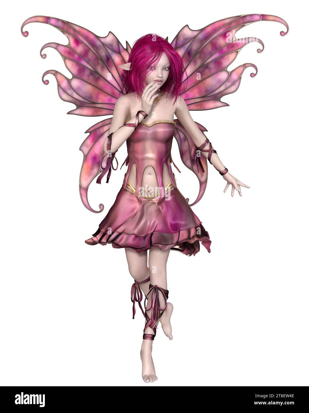 Pretty Fairy with Pink Dress and Wings Stock Photo - Alamy