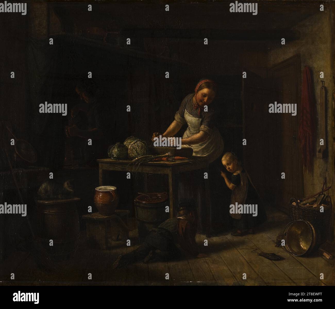 Kitchen Interior, David Monies, 1812-1894, 1861, Painting, Genre ...