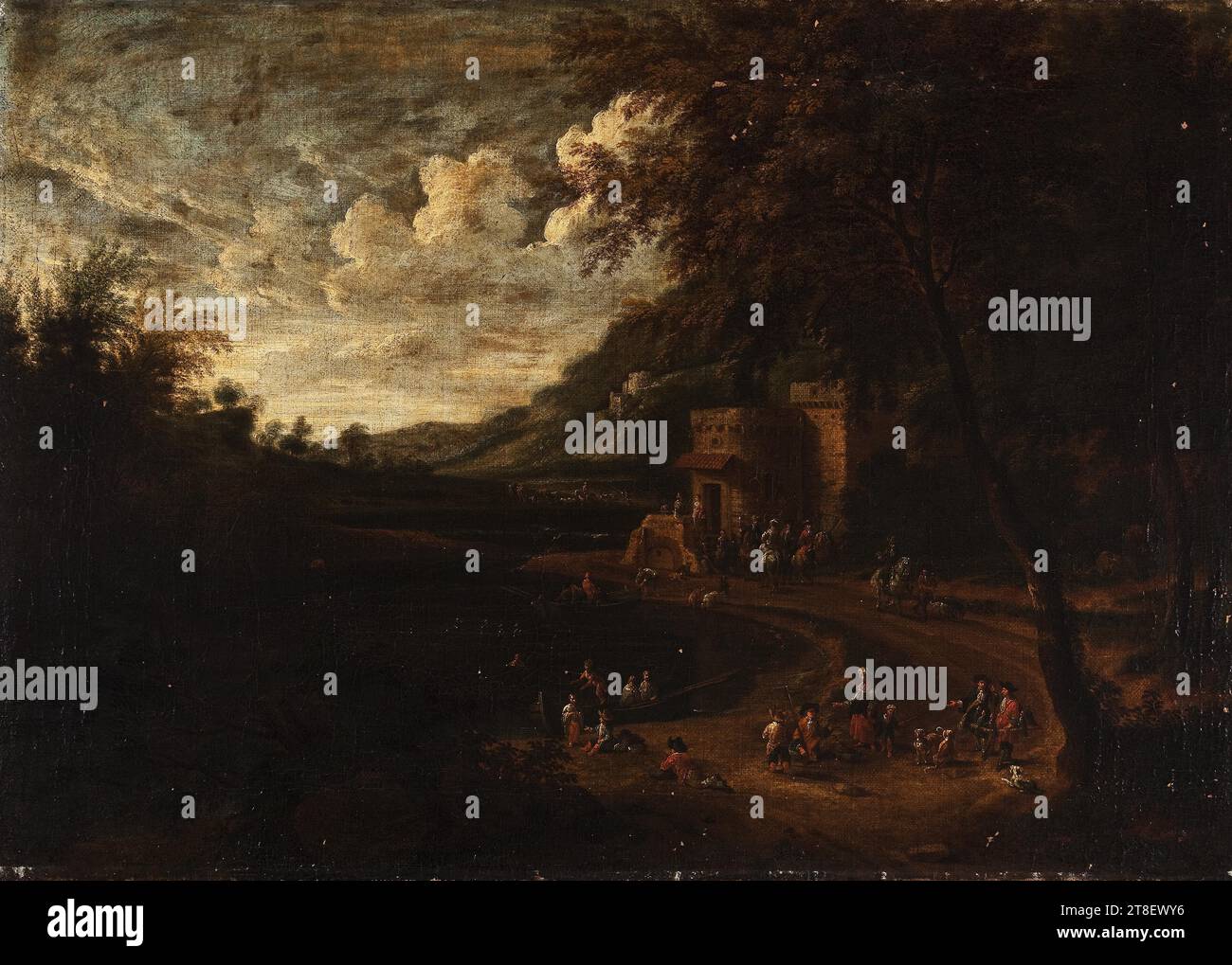 Road Beside a River, 1600s, Painting, Landscape Painting, Textile ...