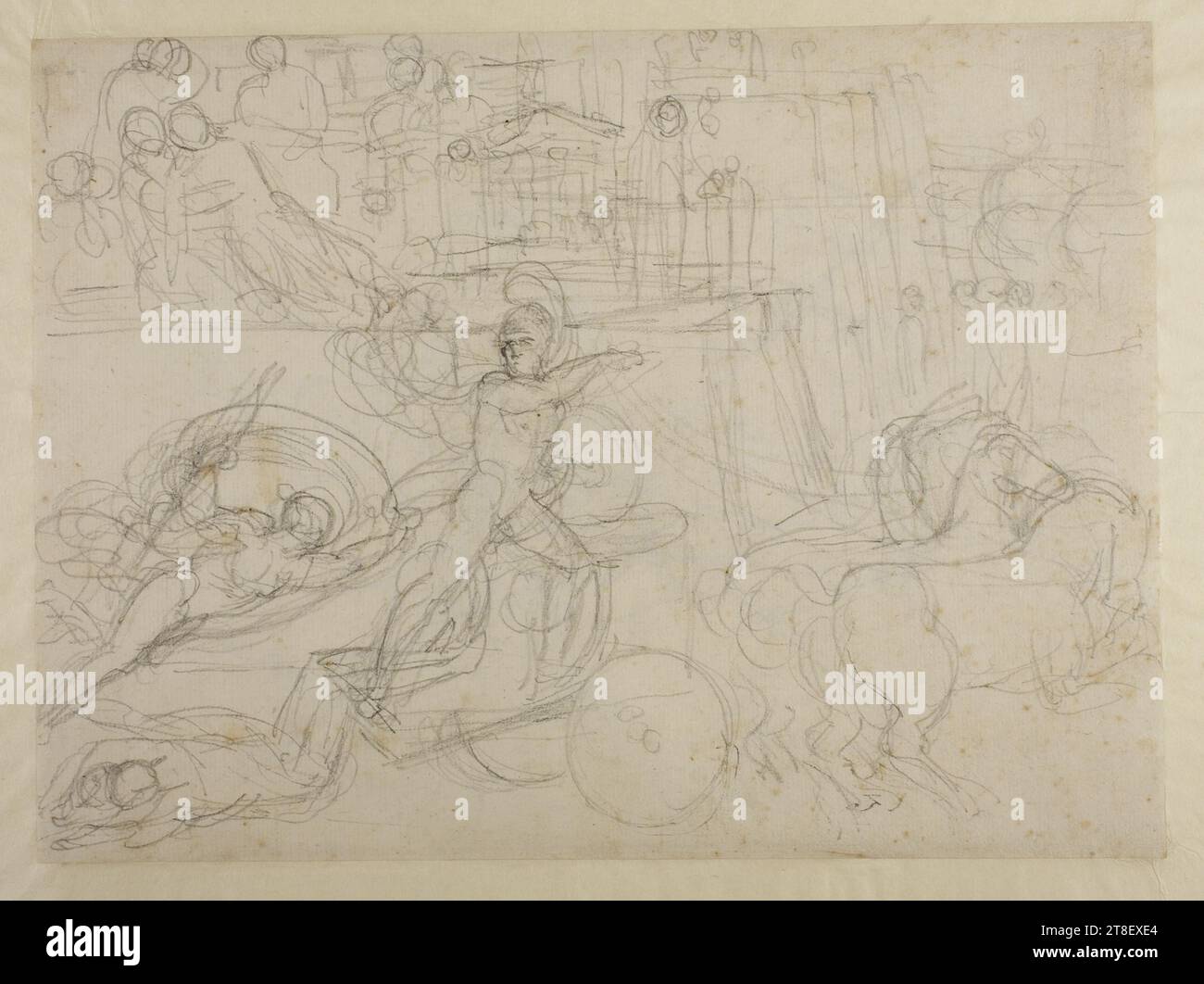 Achilles Drags Hector's Body Behind His Chariot. Fainting woman, Bertel ...