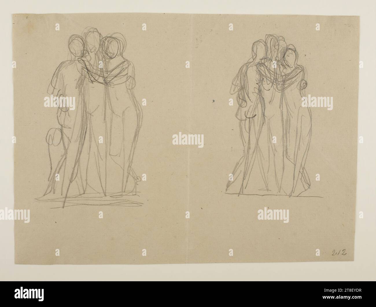 The Three Graces, Bertel Thorvaldsen, 1770-1844, Ca. 1815, Drawing ...