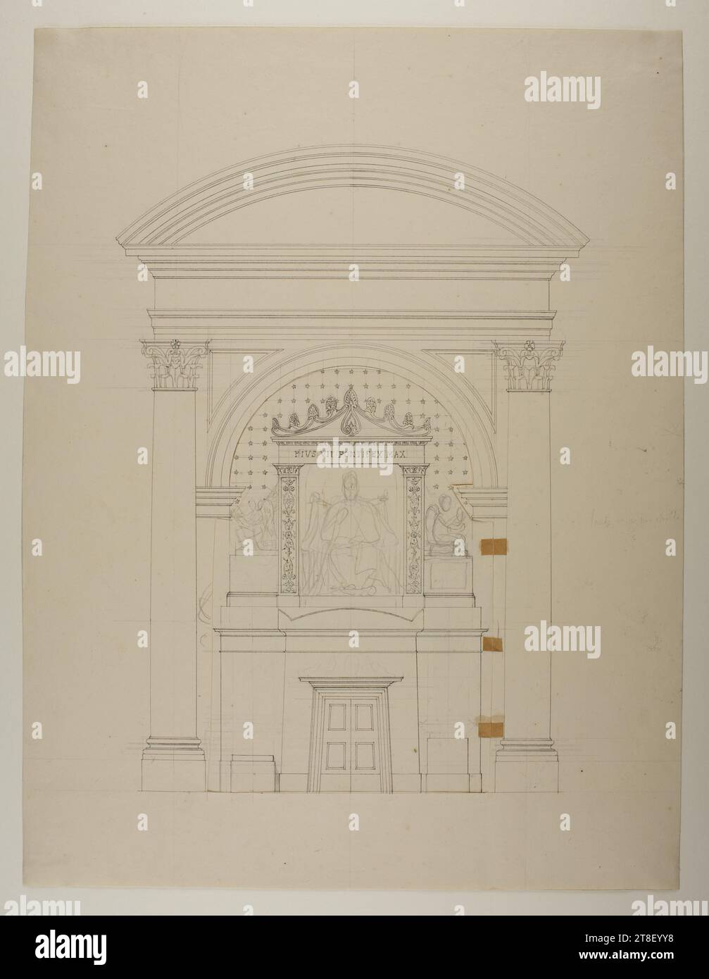 Giuseppe Valadier, 1762-1839, Monument to Pius VII sketched into the ...