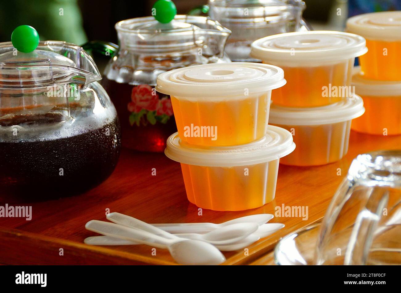 jelly pudding and drinks Stock Photo - Alamy