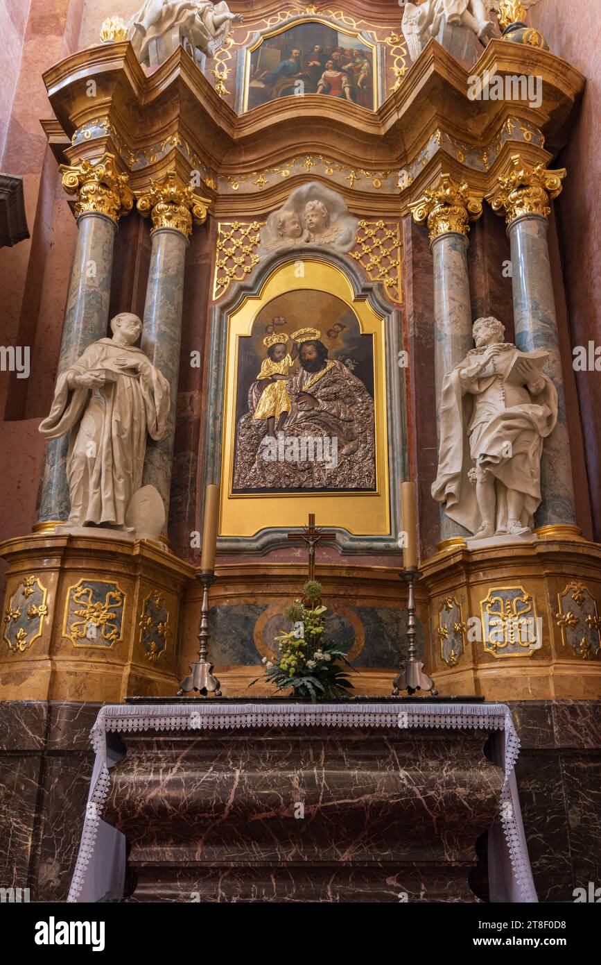 Poland, Czestochowa - July 19, 2023: Altar with sculture of black god ...