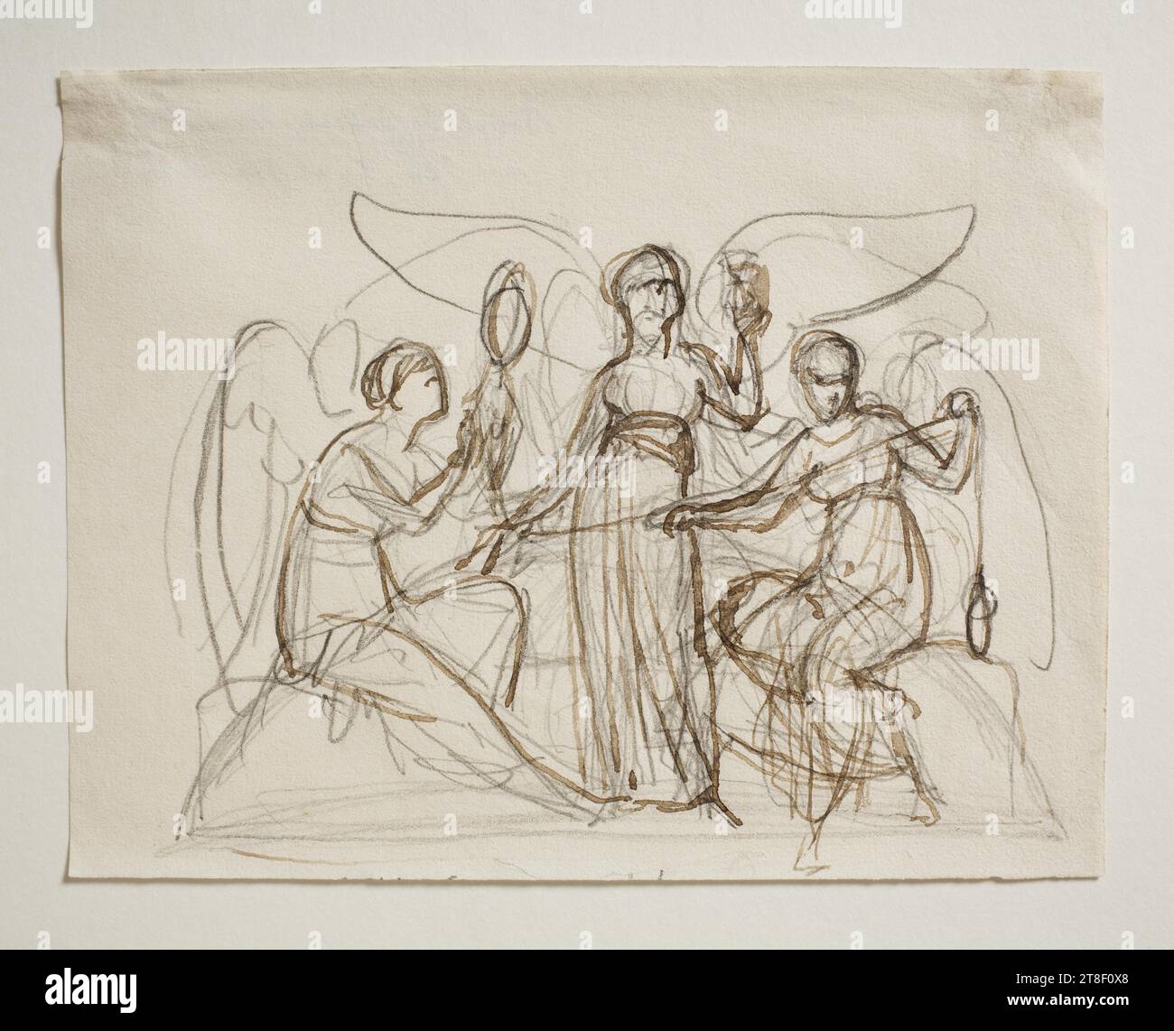 The Fates, Bertel Thorvaldsen, 1770-1844, Ca. 1832, Drawing, One of ...