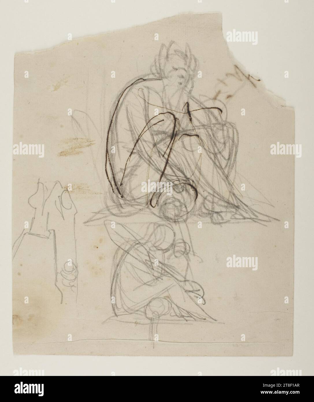 Seated figure, Bertel Thorvaldsen, 1770-1844, Drawing, Paper, Color ...