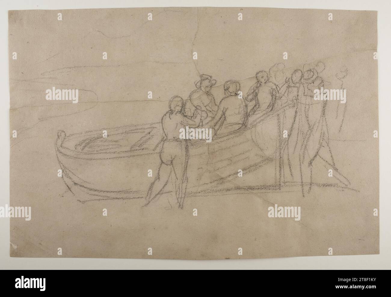 Boat launch, Bertel Thorvaldsen, 1770-1844, Drawing, Paper, Color ...