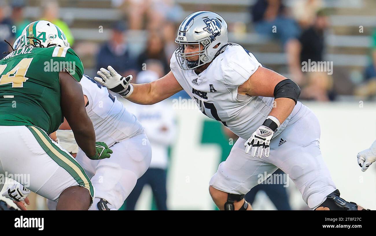 November 18,2023: Rice University senior Brant Banks (77) blocks UNC ...