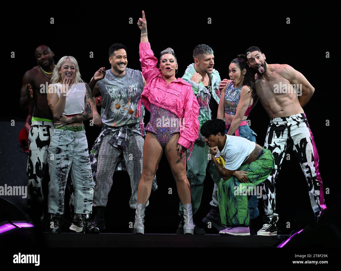 Pink performs during The Trust Fall Tour at The Amerant Bank Arena ...