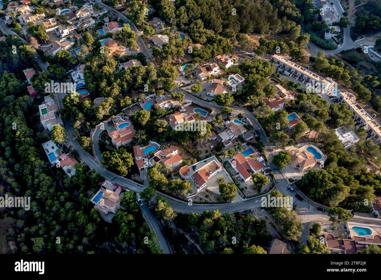 Aerial view of housing urbanisation in Altea, Spain Stock Photo - Alamy