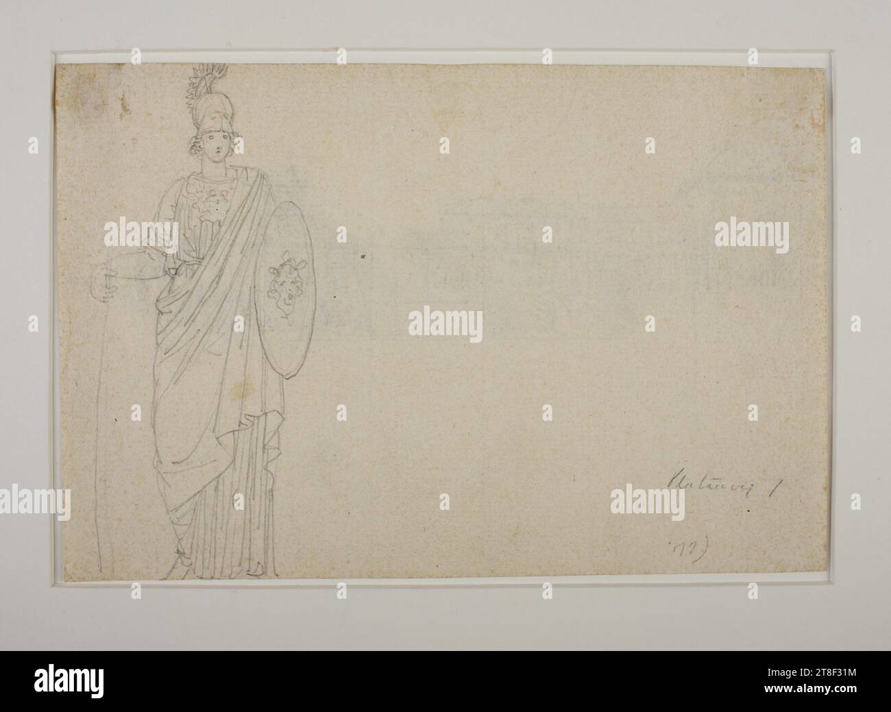 Minerva, Bertel Thorvaldsen, 1770-1844, Drawing, Paper, Color, Graphite ...