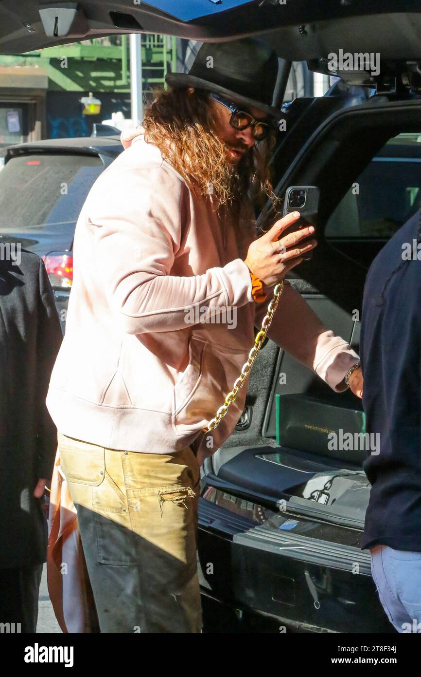 Jason Momoa is ready to rock 'n' roll while out in the city. Featuring ...