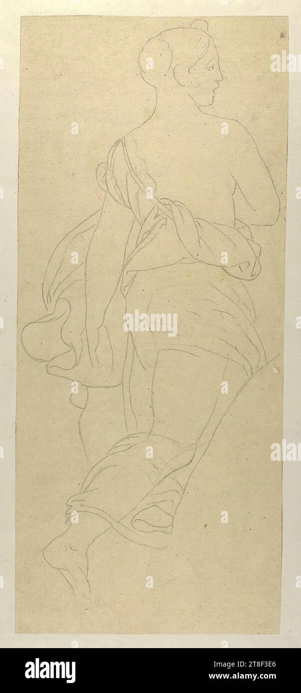 Female Figure, Anton Dräger, 1794-1833, Drawing, Paper, Paper, Tracing ...