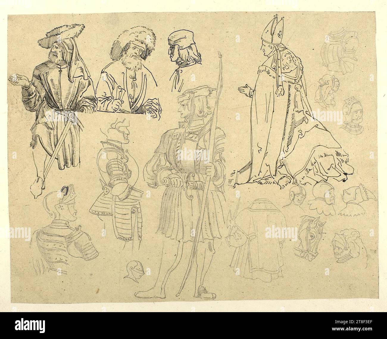 Male Figures in Costumes from the Renaissance and others, Drawing ...