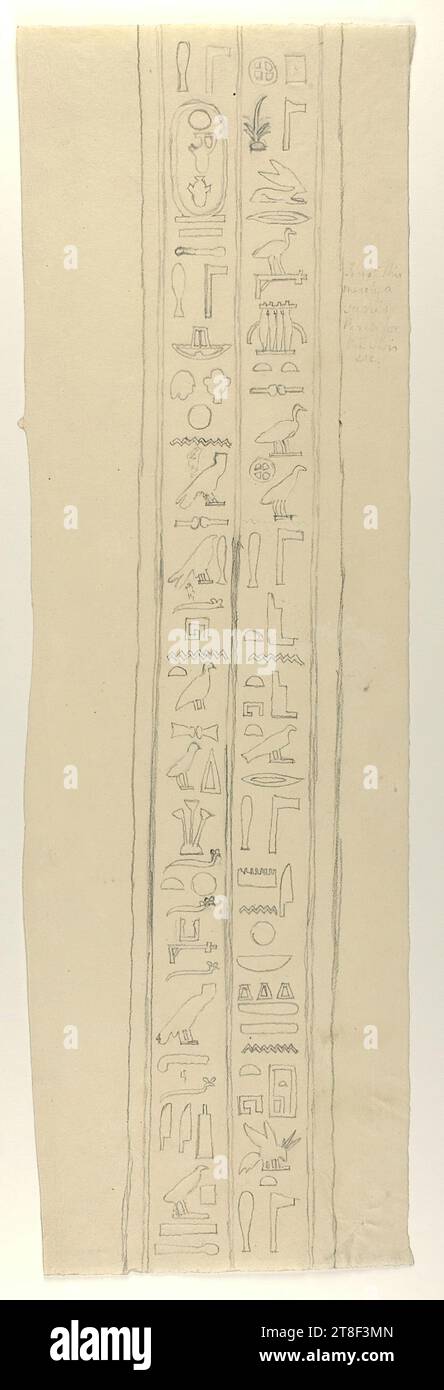 Hieroglyphs, fragment, Drawing, Paper, Color, Graphite, Drawn, Height ...