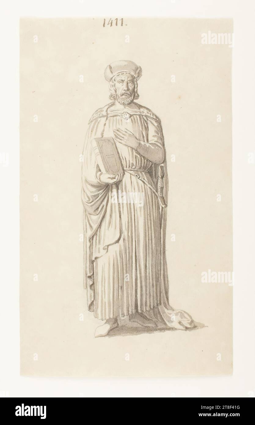 German Male Costume from 1411, Ludwig Lindenschmitt, Drawing, Paper ...