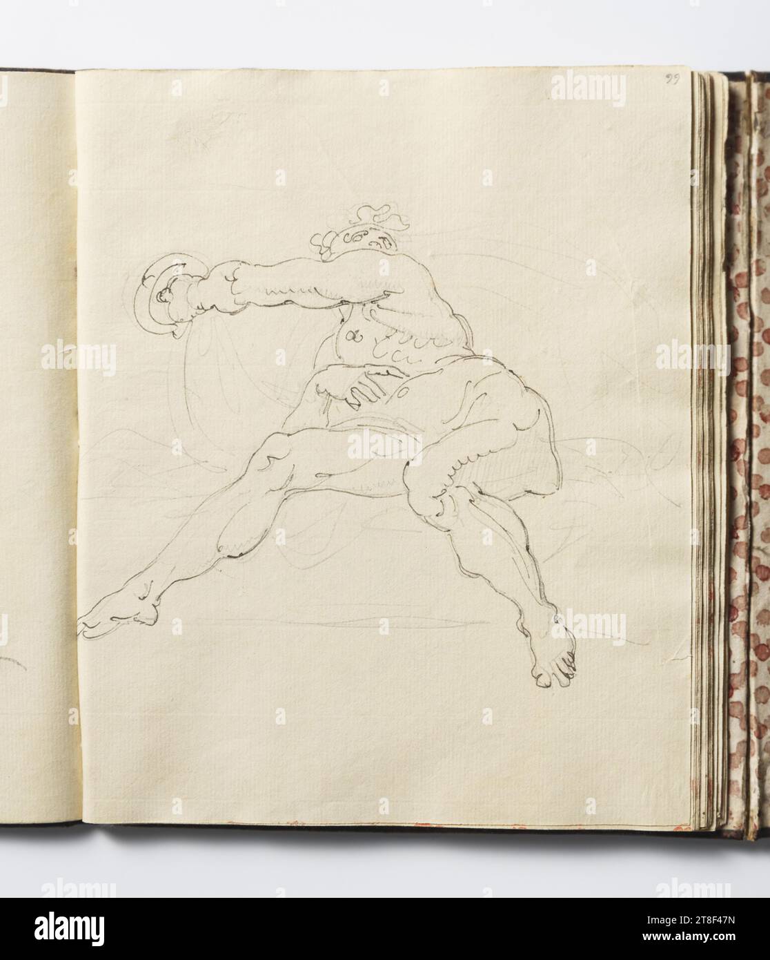 Seated Ignudo, Giuseppe Cades, 1750-1799, Book, Sketchbook, Sketchbook ...