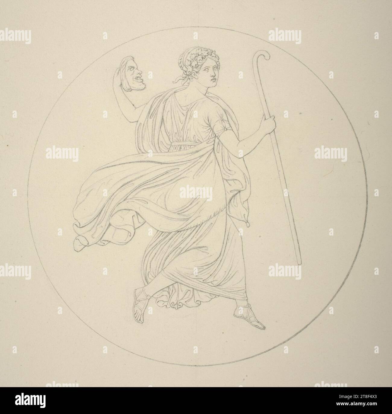 Thalia, Muse of Comedy, No earlier than 1836, Drawing, Paper, Color ...