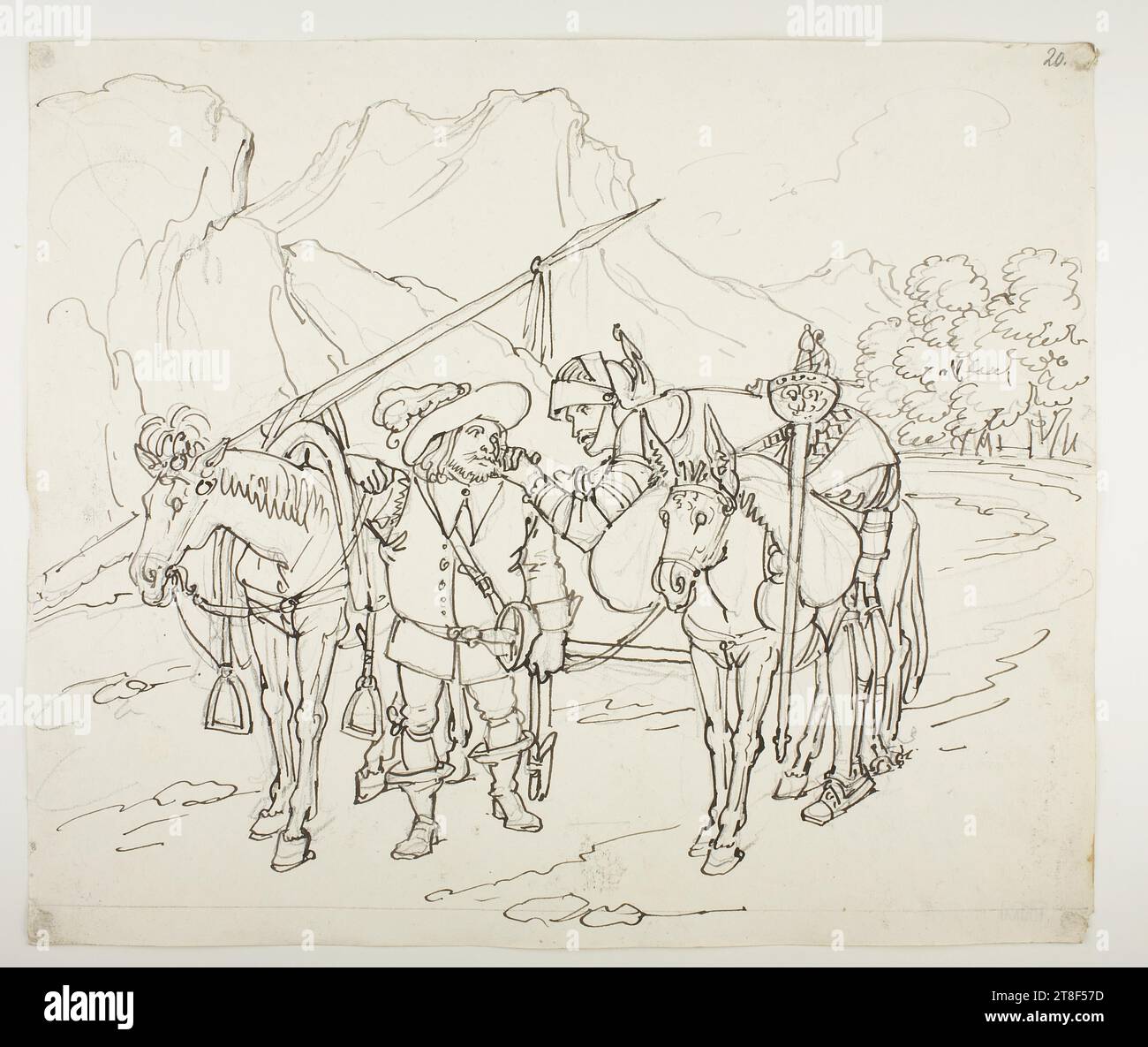 Don Quixote Laying Bruised Across the Donkey's Back, Sancho Panza ...