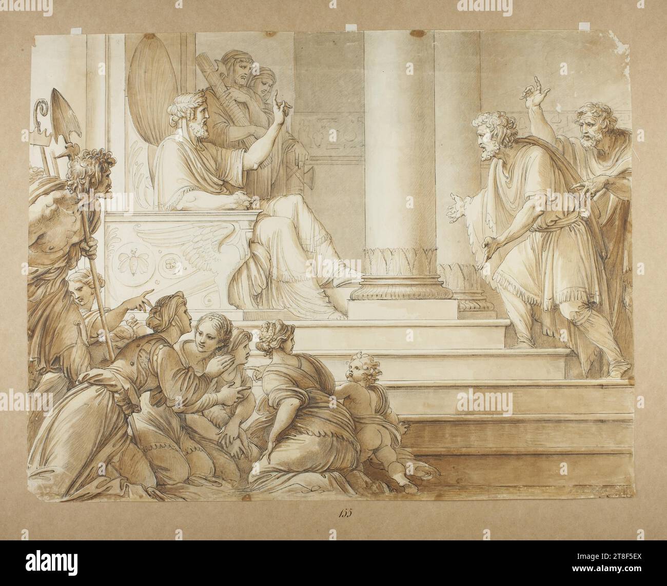 Moses confronts Pharao, Giuseppe Cades, 1750-1799, Drawing, Paper ...