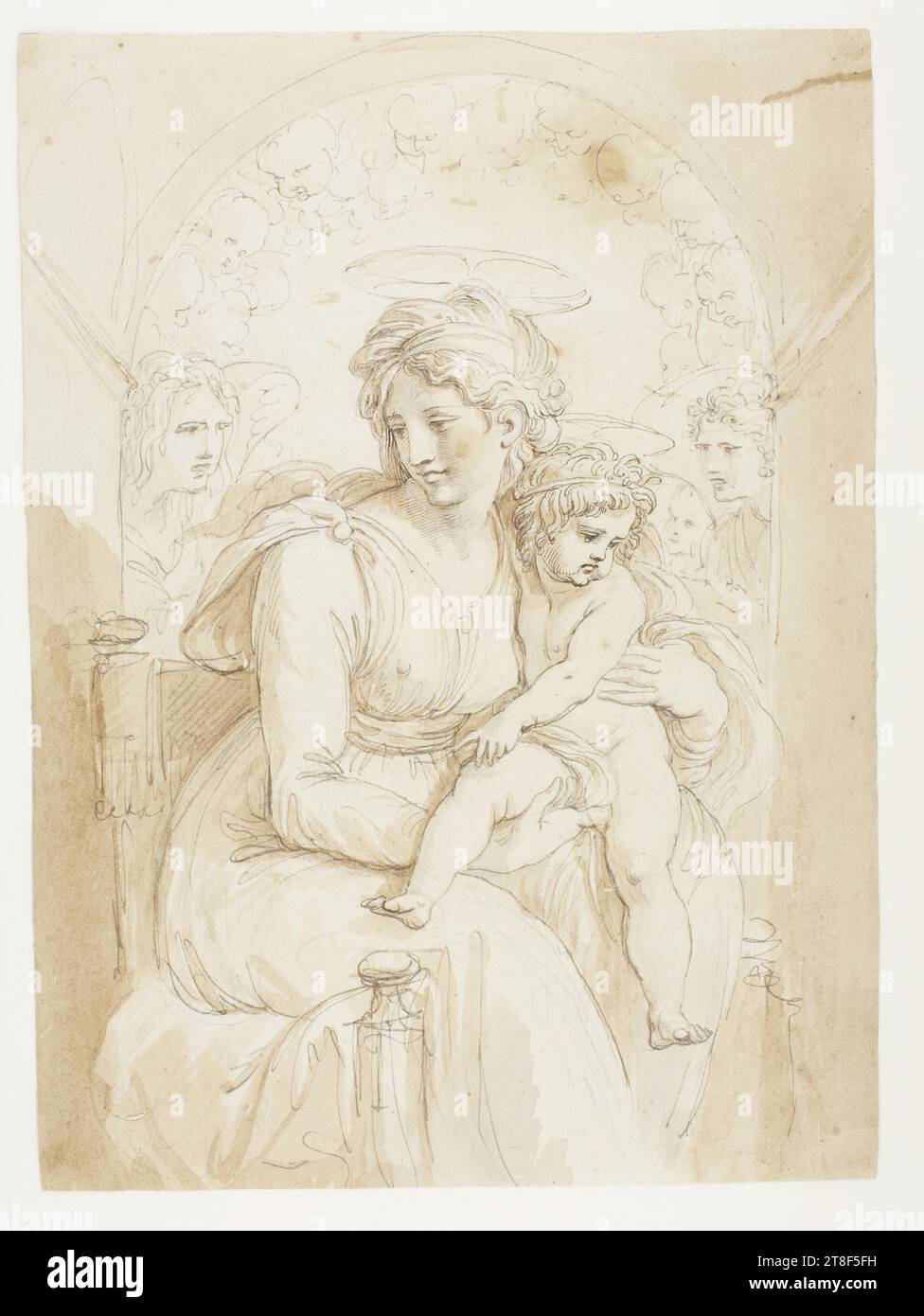 Mary and Child, Giuseppe Cades, 1750-1799, Drawing, Paper, Color, Ink ...