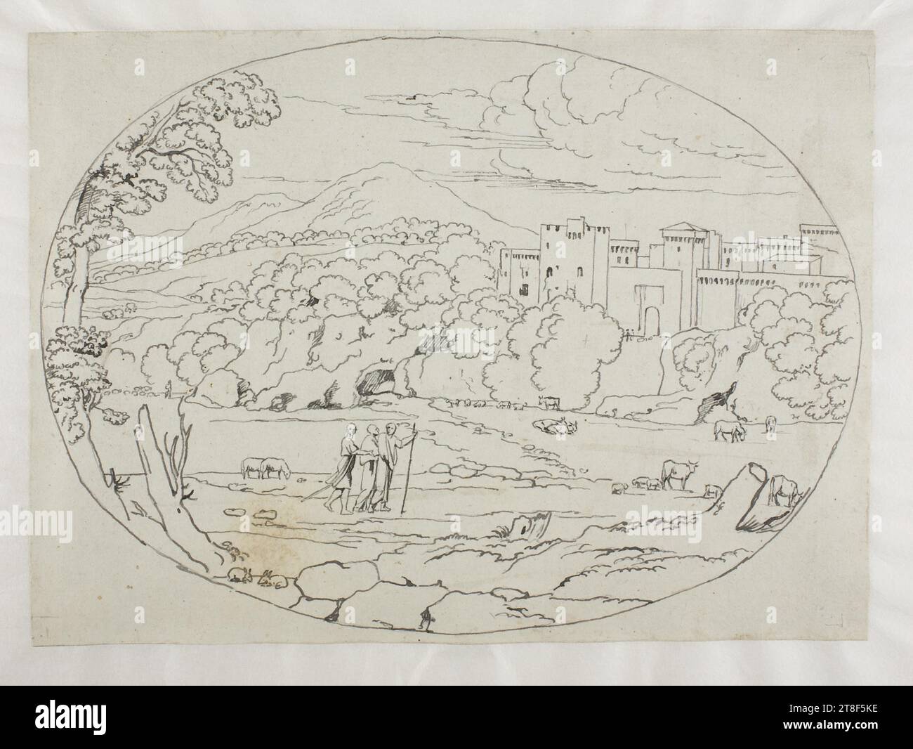 Italian Landscape Scene, Joseph Anton Koch, 1768-1839, Drawing, Paper ...