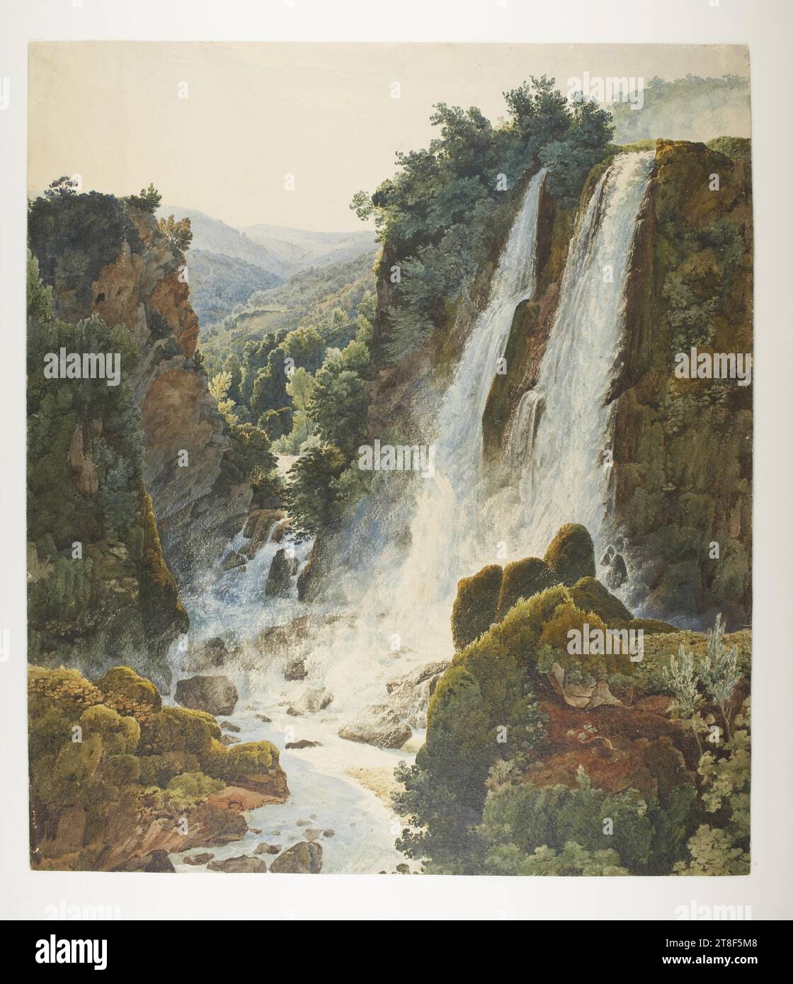 The Waterfalls at Tivoli, Rudolf Meyer, 1803-1857, Drawing, Watercolor ...