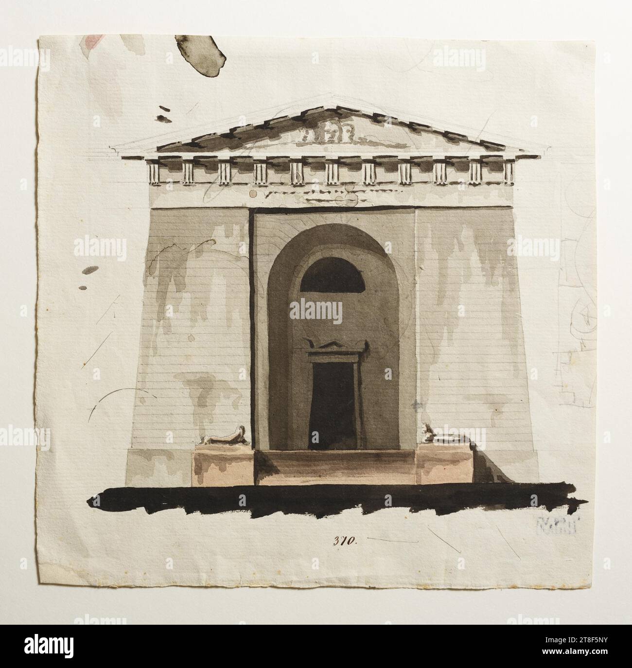 Sketch for a Mausoleum or Sepulchral Chapel in Antique Style, Elevation ...