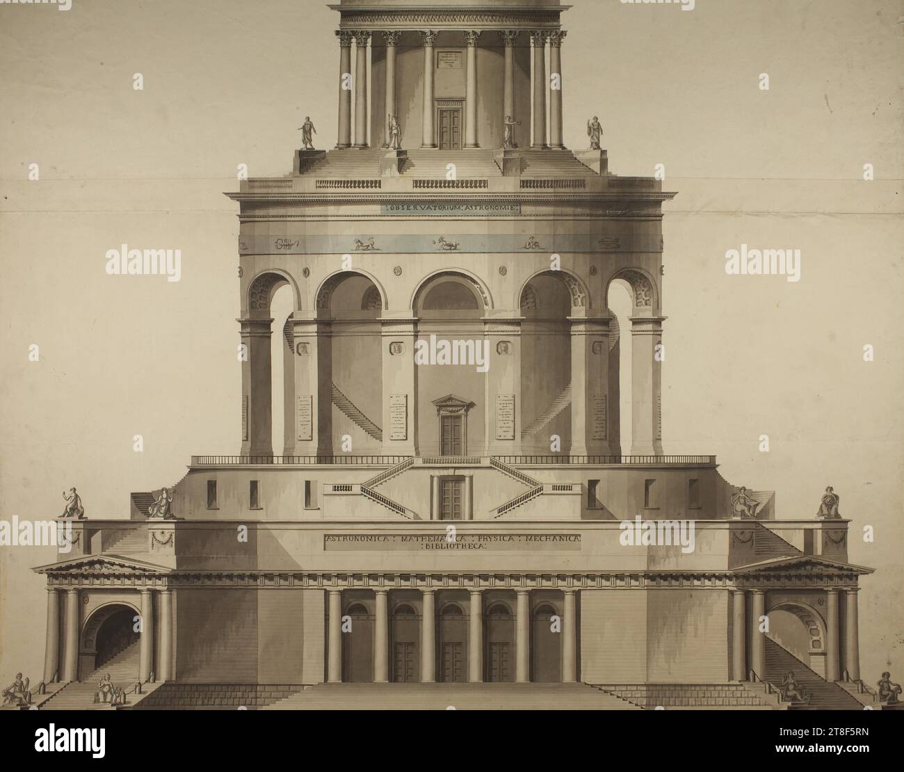 Astronomical Observatory in Roman Style, Elevation of Façade, C.F.F ...