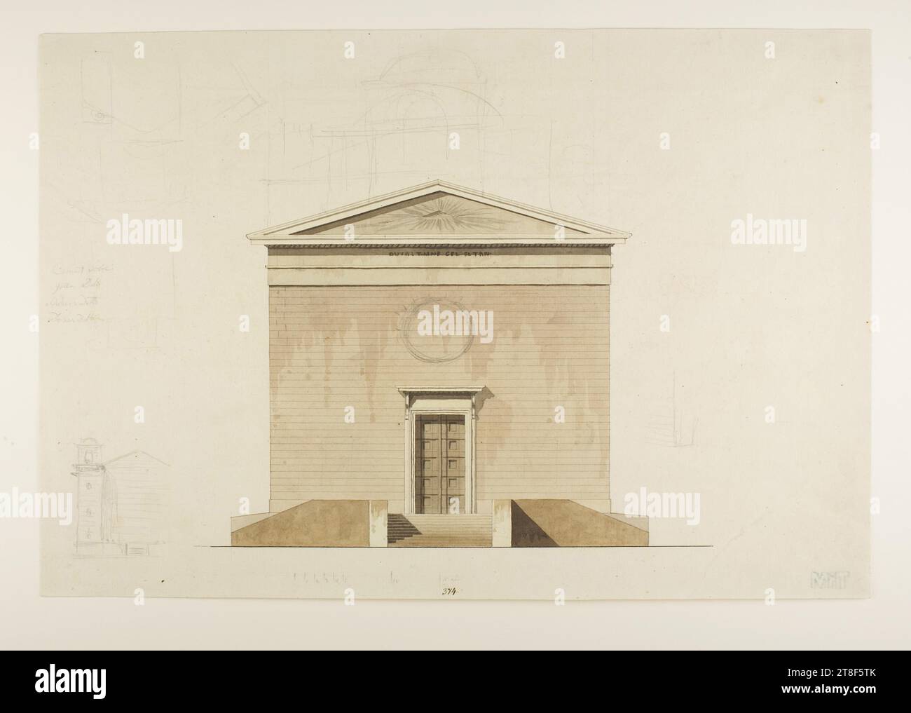 Sketch for a Mausoleum or Sepulchral Chapel in Antique Style, Elevation ...