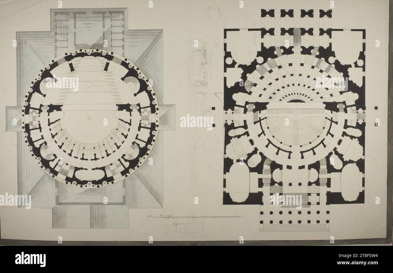 Theater in Roman Style, two Floor Plans, C.F.F. Stanley, 1769-1805 ...