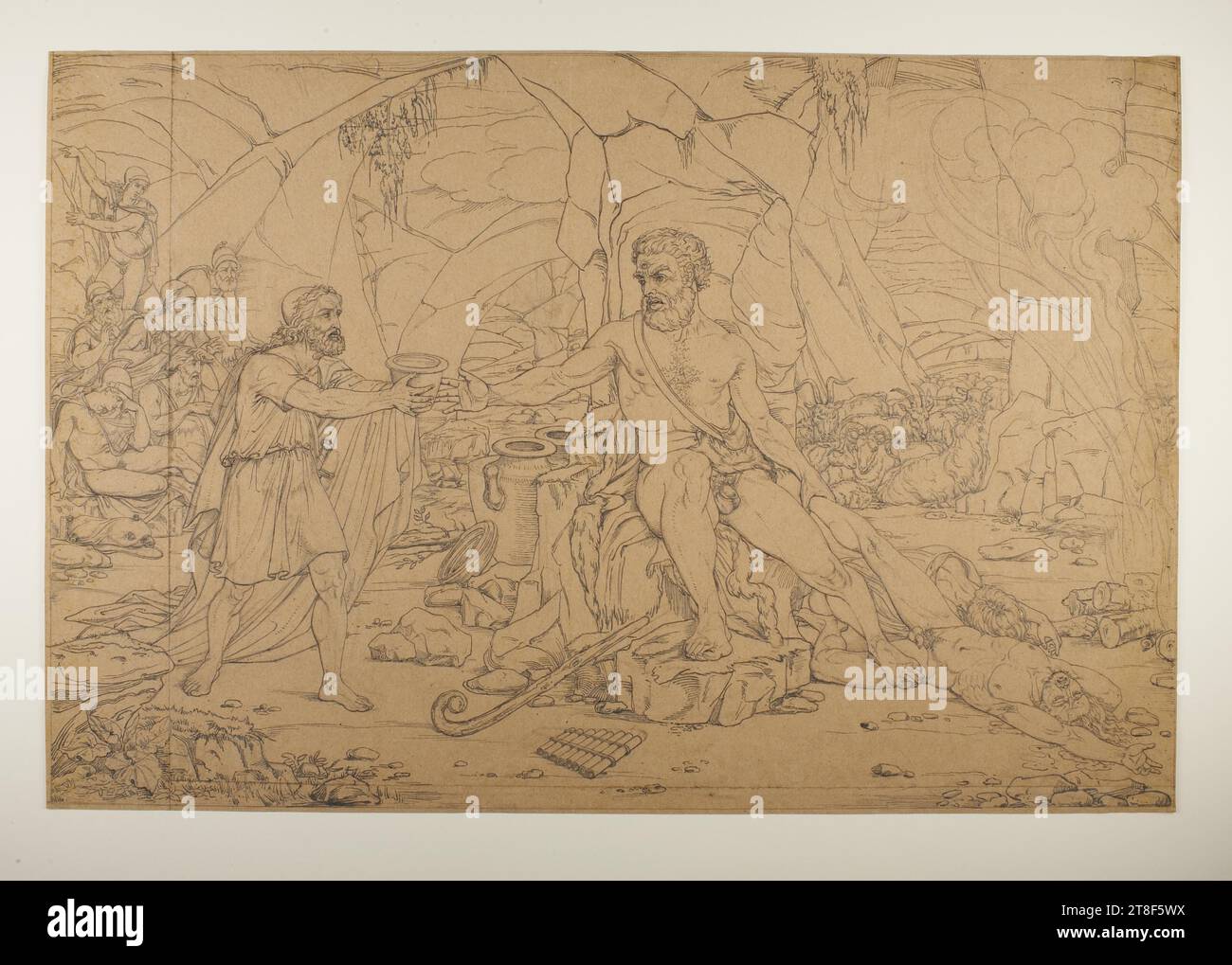 Ulysses and Polyphemus, Drawing, Paper, Color, Ink, Drawn, Height 425 ...