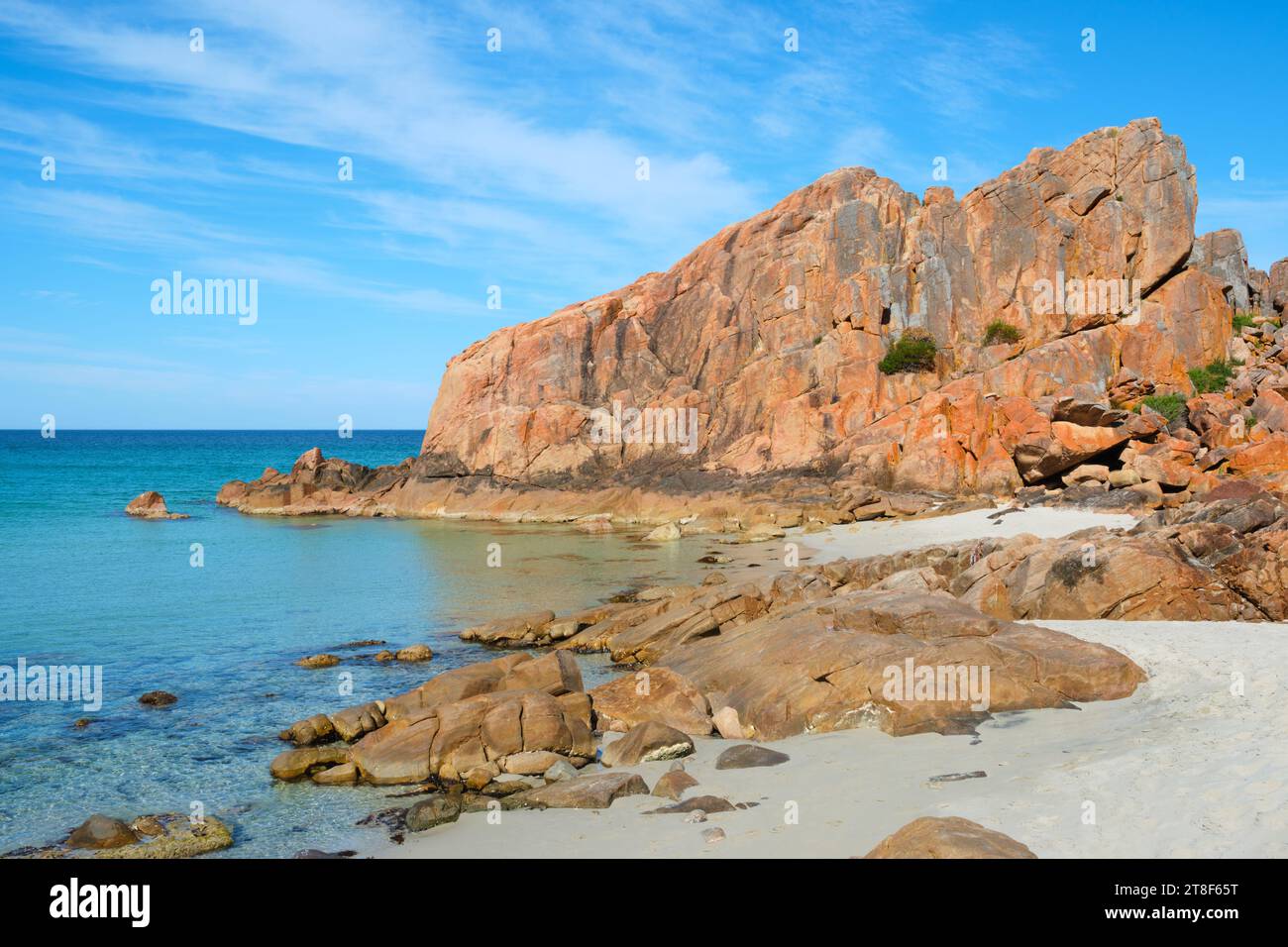 The granite rock formation Castle Rock at Castle Rock Beach ...