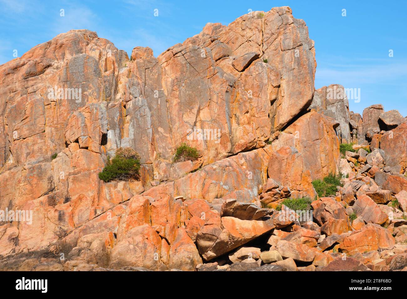 The granite rock formation Castle Rock at Castle Rock Beach ...