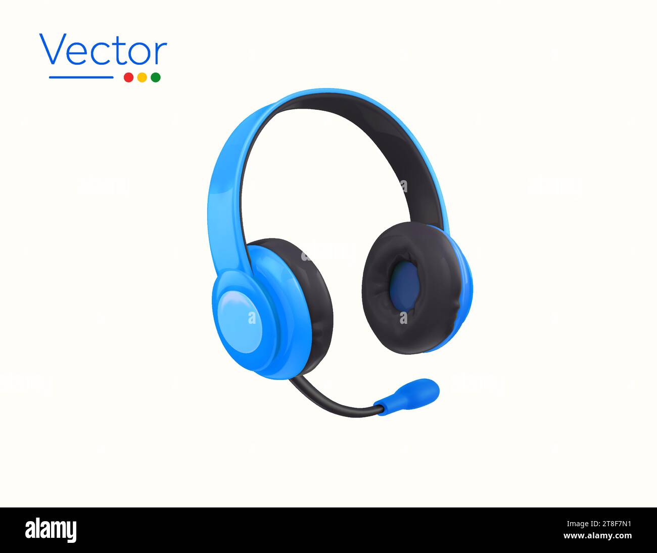 3d rendered minimal modern headphone with microphone icon, isolated on ...