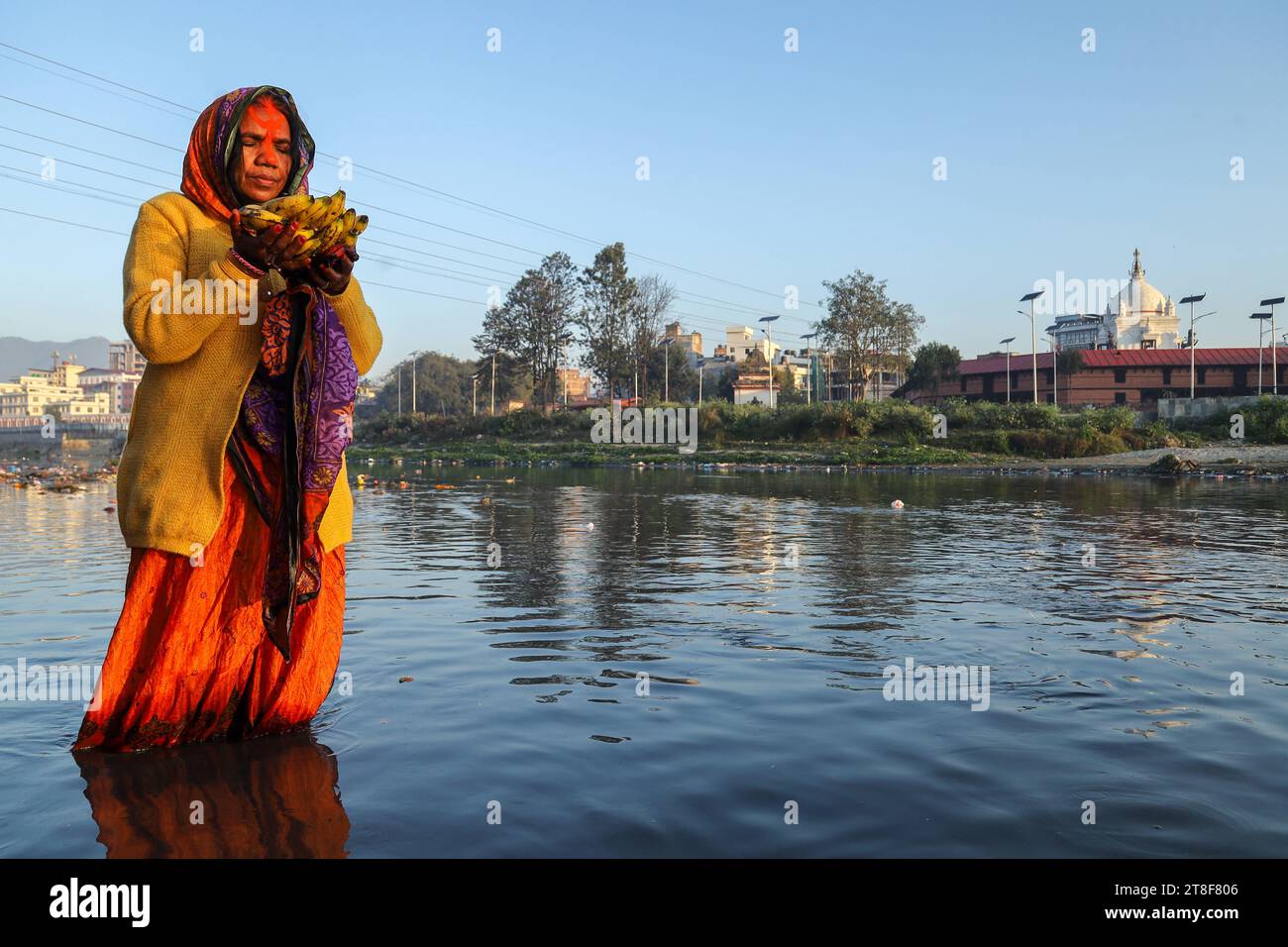 Chhath concludes in Nepal A Nepali Hindu devotee takes dip in the ...