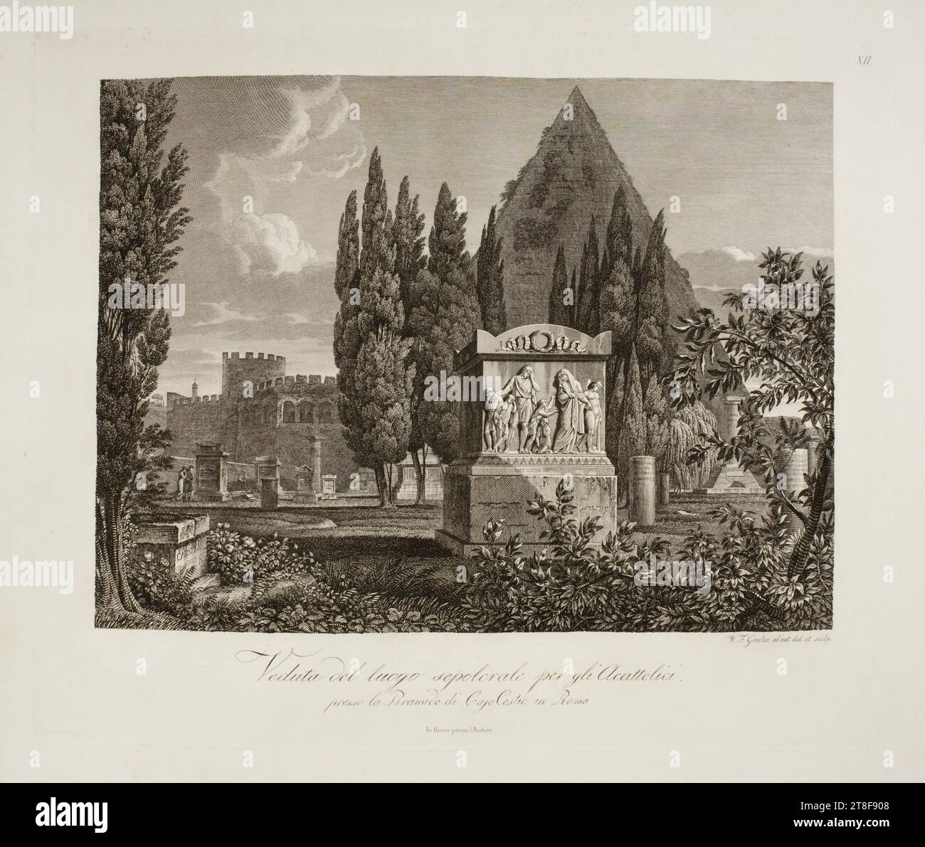 View of the Non-Catholic Cemetery in Rome, Wilhelm Friedrich Gmelin ...