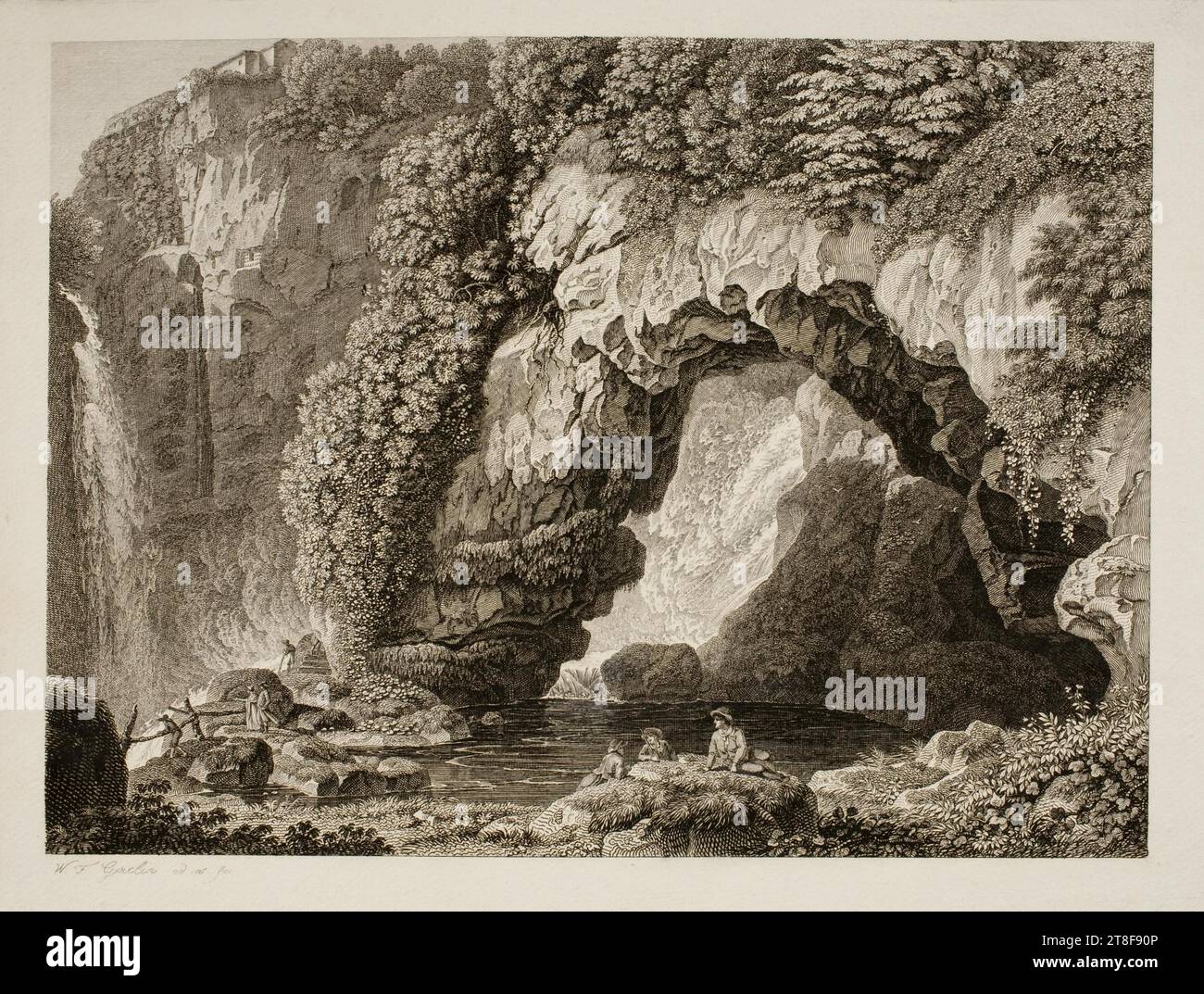 Neptune's Grotta at Tivoli, Wilhelm Friedrich Gmelin, 1760-1820, 1809 ...