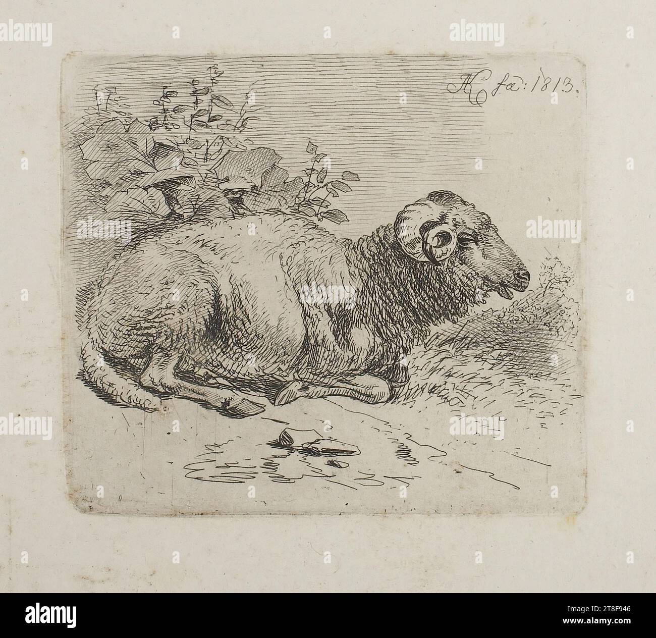 Reclining Ram, Johann Adam Klein, 1792-1875, 1813, Graphic Art, Etching ...
