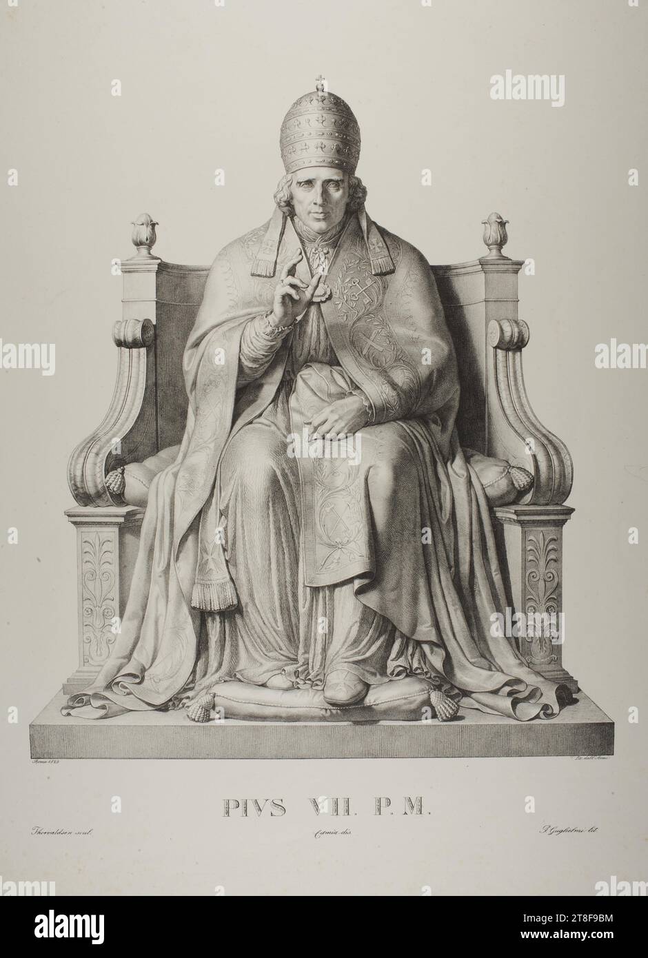 Pius 7., Paolo Guglielmi, 1829, Graphic Art, Lithograph, Paper, Color ...