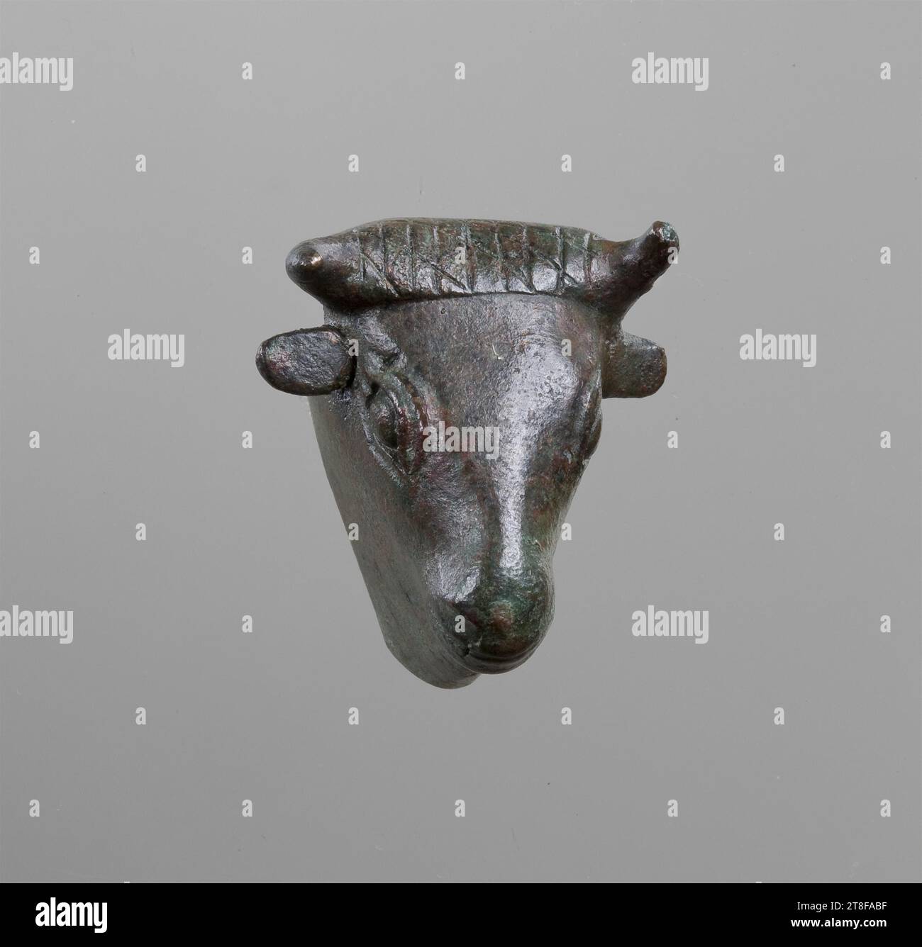 Appliqué in the shape of a bull's head, Ca. 500 BC, Applique, Height 3. ...