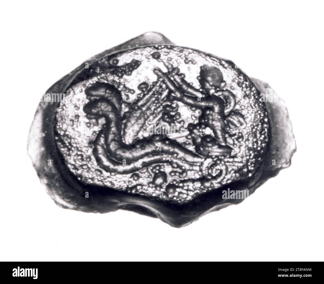 Demeter holding two torches in a chariot drawn by two winged serpents ...