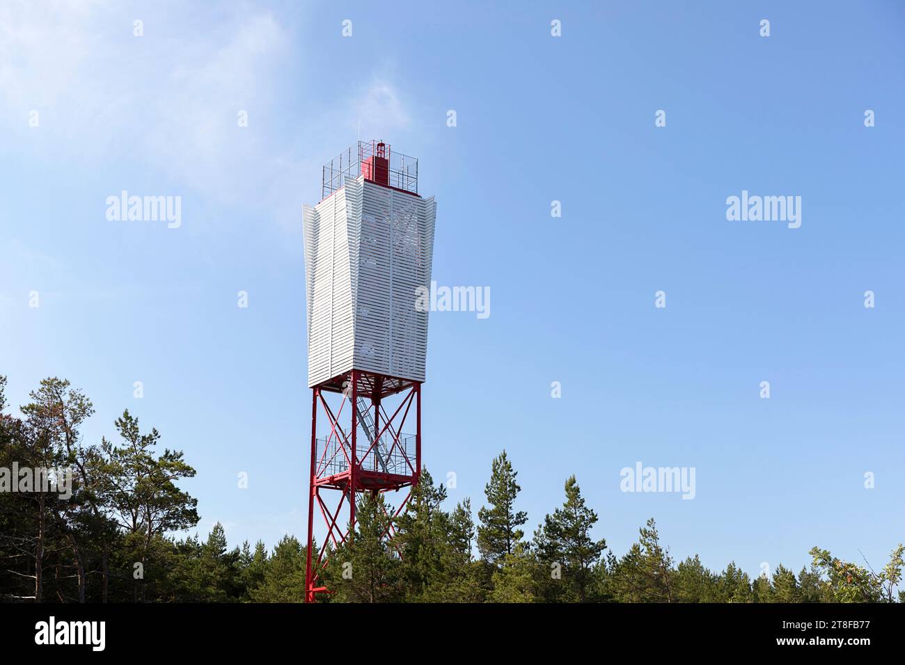 very modern lighthouse on a sunny summer day near Scenic Panga Cliff on ...